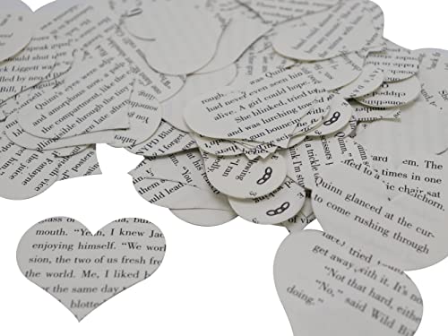 Book Page Heart Confetti 2 Inch Shapes Classic Novel 200 Piece Party Decorations Literary Theme Wedding Decor