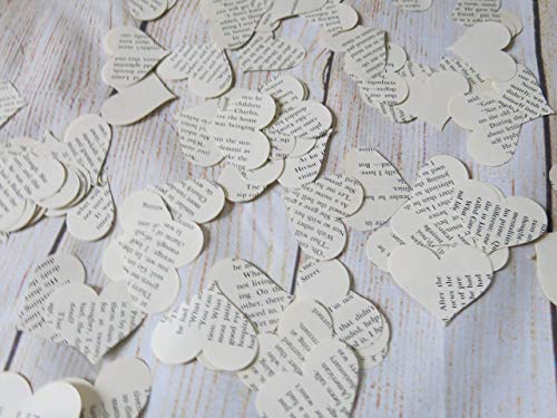 Book Page Heart Confetti 2 Inch Shapes Classic Novel 200 Piece Party Decorations Literary Theme Wedding Decor