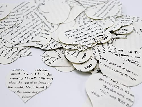 Book Page Heart Confetti 2 Inch Shapes Classic Novel 200 Piece Party Decorations Literary Theme Wedding Decor