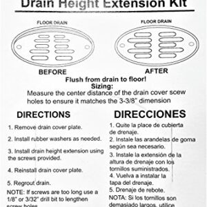 Drain Height Extension Kit, 3-3/8" Center-to-Center Screw Holes, 4" Diameter