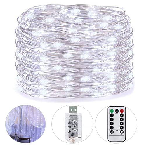 HSicily Fairy Lights Plug in, 49ft 150 LED Fairy Lights for Bedroom, Indoor String Lights with Remote, 8 Modes USB Twinkle Lights for Christmas Thanksgiving Patio Wedding Party Outdoor Decor