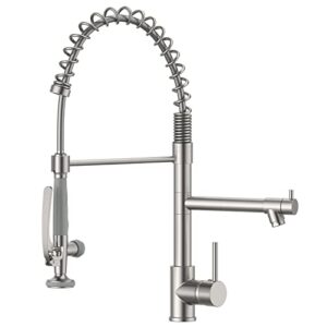 fapully commercial pull down kitchen sink faucet with sprayer brushed nickel