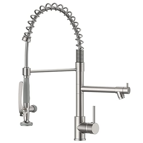 Fapully Commercial Pull Down Kitchen Sink Faucet with Sprayer Brushed Nickel