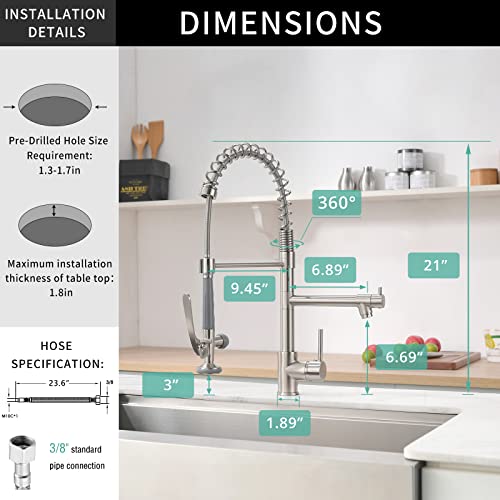 Fapully Commercial Pull Down Kitchen Sink Faucet with Sprayer Brushed Nickel