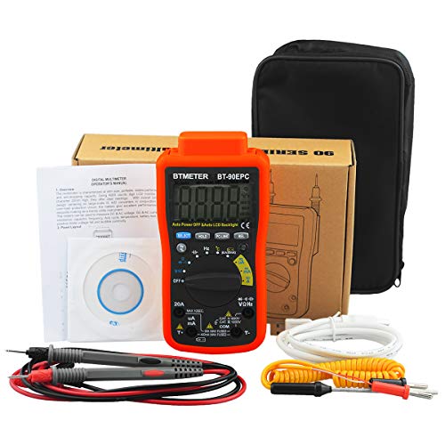 BTMETER BT-90EPC Digital Multimeter, Auto-Ranging AC/DC Volt Amp Ohm Temperature Electric Multi-Tester, w/USB to PC Link Sync for Data Logging