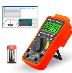 btmeter bt-90epc digital multimeter, auto-ranging ac/dc volt amp ohm temperature electric multi-tester, w/usb to pc link sync for data logging