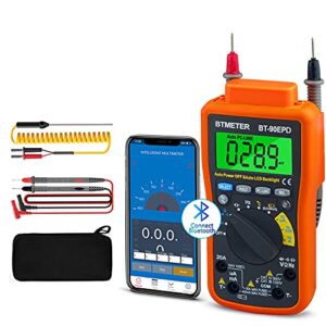 bluetooth app digital multimeter - btmeter bt-90epd auto ranging multi-tester 4000 counts data logging on mobile phone for ac/dc voltage current resistance temperature