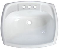 17" x 20" white rectangular lavatory sink for mobile homes includes drain (1)