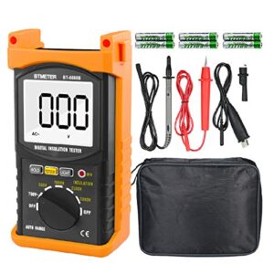 btmeter bt-6688b megohmmeter 200 gig ohm digital insulation resistance tester, 500v/1kv/2.5kv/5kv test voltage, auto ranging, backlight display