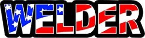 3 - welder us flag hard hat/helmet stickers 1” x 2” h158