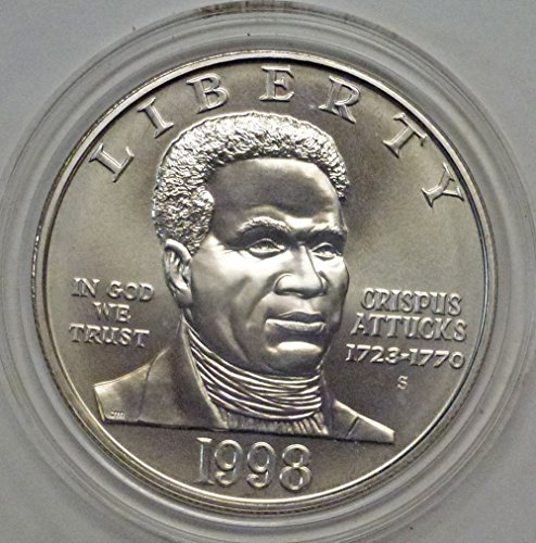 1998 S Black Revolutionary War Patriot Crispus Attucks Dollar Uncirculated US Mint