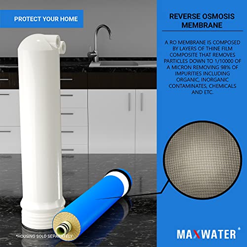 Max Water Combo Pack RO Filter Replacement Set - 2 Carbon Filters and + 1 RO Membrane