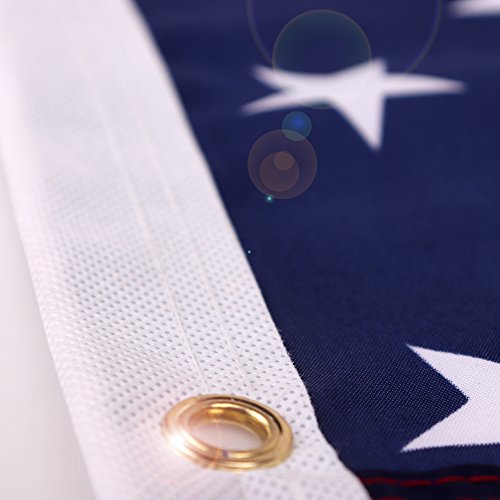 Tenby Living American Flag 3 x 5 ft. Heavyweight 2X Thick Polyester - UV Protected, Quadruple-Stitched Fly End, Double-Stitched Edges, Brass Grommet