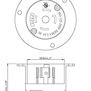 AC WORKS [ASINL1430P 30-Amp 125/250-Volt NEMA L14-30P Flanged Power Input Inlet