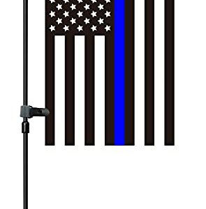 Akeydeco Garden Flag Stand & American Flag, Thin Blue Line Garden Flag with Anti-Wind Clip,Stopper,Weatherproof 2 Sided 12.5 x 18 Inch Patriotic US Flag Banner Keep Your Flags from Flying Away in High Winds