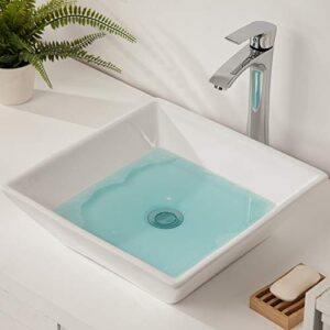 square vessel sink - sarlai 16'' x 16" modern square above counter white porcelain ceramic bathroom vessel vanity sink art basin