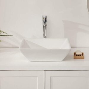 Square Vessel Sink - Sarlai 16'' x 16" Modern Square Above Counter White Porcelain Ceramic Bathroom Vessel Vanity Sink Art Basin