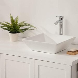 Square Vessel Sink - Sarlai 16'' x 16" Modern Square Above Counter White Porcelain Ceramic Bathroom Vessel Vanity Sink Art Basin