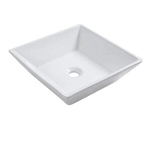 Square Vessel Sink - Sarlai 16'' x 16" Modern Square Above Counter White Porcelain Ceramic Bathroom Vessel Vanity Sink Art Basin