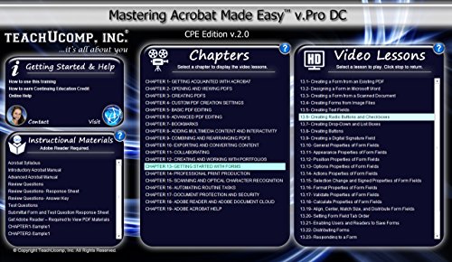 TEACHUCOMP DELUXE Video Training Tutorial Course for Adobe Acrobat Pro DC- Video Lessons, PDF Instruction Manual, Quick Reference Guide, Testing, Certificate of Completion