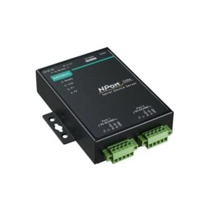 moxa nport 5230a 2 port device server, 10/100m ethernet, rs-422/485, terminal block, 15kv esd, 0.5kv serial surge, 12~48vdc, 0~60c