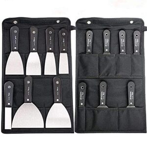 7 pcs drywall tools,putty knife,paint scraper tool with storage bag,stainless steel putty knife set,drywall scraper spackle taping knife for spreading drywall spackle mud, taping,repairing wall