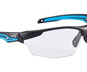 Bolle Safety 40301, Tryon Safety Glasses Platinum, Black/Blue Frame, Clear Lenses