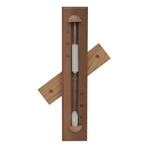 HSE Deluxe Cedar Wall-Mounted Rotating Sauna Sand Timer-15 Minutes-Choose Your Sand Color (15 Minutes, White)