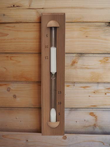 HSE Deluxe Cedar Wall-Mounted Rotating Sauna Sand Timer-15 Minutes-Choose Your Sand Color (15 Minutes, White)