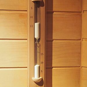 HSE Deluxe Cedar Wall-Mounted Rotating Sauna Sand Timer-15 Minutes-Choose Your Sand Color (15 Minutes, White)