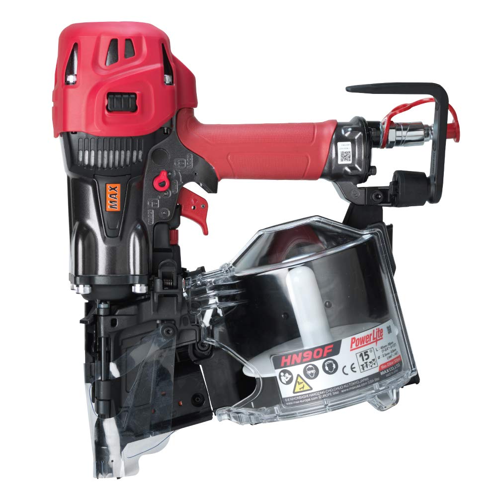 MAX USA CORP. MAX USA PowerLite HN90F High Pressure Framing Coil Nailer up to 3-1/2", red/black/silver