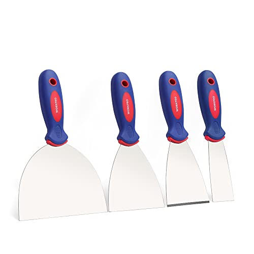 WORKPRO 4-Piece Putty Knife Set, Stainless Steel Made - Perfect for Drywall Spackle, Taping, Scraping Paint, 1.5", 3", 4", 6"