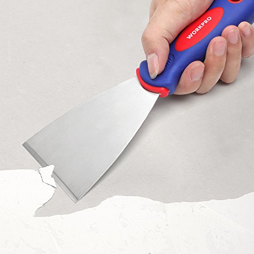 WORKPRO 4-Piece Putty Knife Set, Stainless Steel Made - Perfect for Drywall Spackle, Taping, Scraping Paint, 1.5", 3", 4", 6"