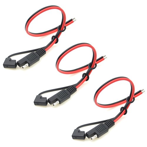 WMYCONGCONG 3 PCS 14AWG SAE Extension Cable with Cap SAE Quick Connector Disconnect Plug SAE Power Automotive Extension Cable for Motorcycle Car Tractor