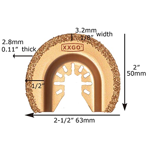 XXGO 5 Pcs Semicircle Carbide Oscillating Multi Tool Blades Universal Compatible with Bosch Chicago Craftsman Dremel Makita Milwaukee Porter Cable Ridgid Ryobi Rockwell XG8561