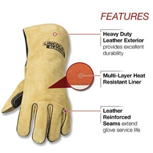 Lincoln Electric Heavy Duty MIG/Stick Welding Gloves | Heat Resistant & Durabilty | Medium | K4082-M