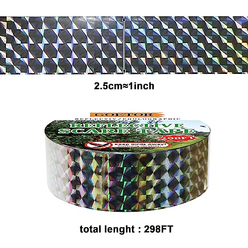 GOETOR Bird Scare Tape Ribbon Flash Double Sided Reflective Ribbon 298 Feet