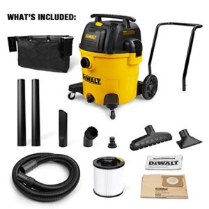 DeWALT 14 Gallon Poly Wet/Dry Vacuum, 6 Horse Power 120V for Jobsite /Industry, Yellow ,DXV14P