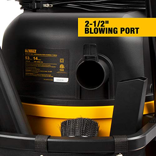 DeWALT 14 Gallon Poly Wet/Dry Vacuum, 6 Horse Power 120V for Jobsite /Industry, Yellow ,DXV14P