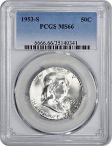 1953 s franklin half dollar ms66 pcgs