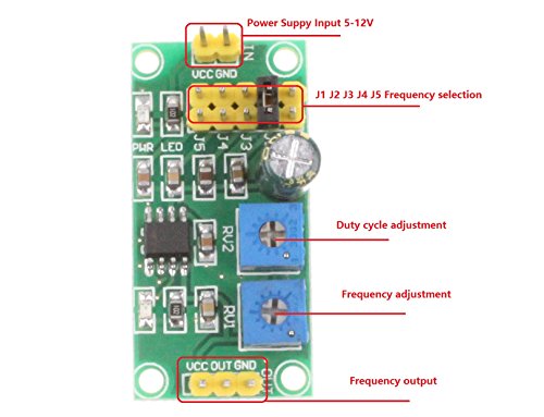 NOYITO NE555 Signal Generator Module Square Wave Square Wave 5 to12V Power Supply Frequency 0.6 to180KHz Duty Cycle Adjustable (Pack of 2)