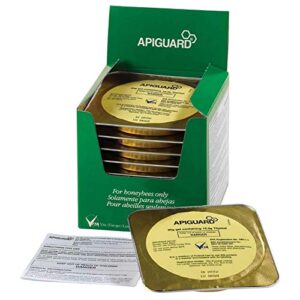 apiguard one box of ten 50g trays - 2 trays per hive recommended (10) - for control of varroa mites in honey bee hives