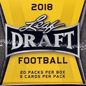 2018 LEAF NFL DRAFT Series Factory Sealed Blaster Box of Packs with 2 GUARANTEED Autographed Cards per box! One of the First 2018 Football Products on the market!