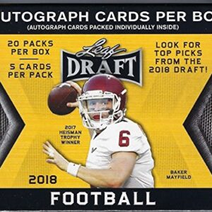 2018 LEAF NFL DRAFT Series Factory Sealed Blaster Box of Packs with 2 GUARANTEED Autographed Cards per box! One of the First 2018 Football Products on the market!