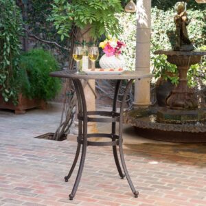 Christopher Knight Home Alfresco Outdoor 37" Cast Aluminum Round Bar Table, Bronze