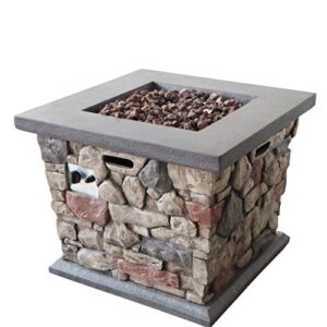 christopher knight home carson outdoor square fire pit - 40,000 btu, stone finish