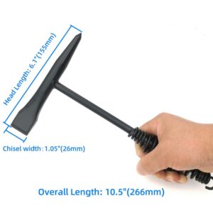 VASTOOLS Welding Chipping Hammer with Coil Spring Handle,10.5",Cone and Vertical Chisel/ 10" Wire Brush(Free), Black