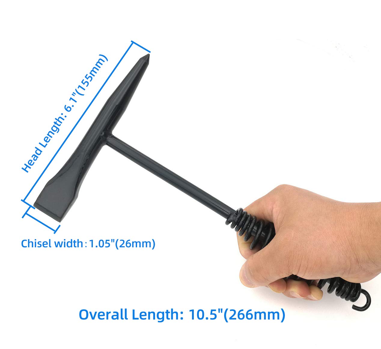 VASTOOLS Welding Chipping Hammer with Coil Spring Handle,10.5",Cone and Vertical Chisel/ 10" Wire Brush(Free), Black