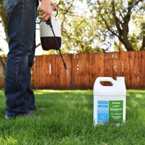 Advanced 16-4-8 Lawn Fertilizer - Liquid Lawn Food Spring & Summer Concentrated Spray - Any Grass Type- Fish and Seaweed Kelp- Balanced NPK - Simple Lawn Solutions (1 Gallon)