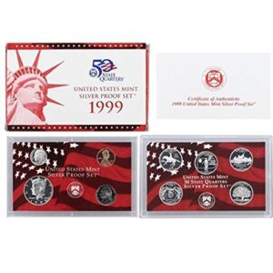 1999 s u.s. mint silver proof set - 9 coins - ogp superb gem uncirculated